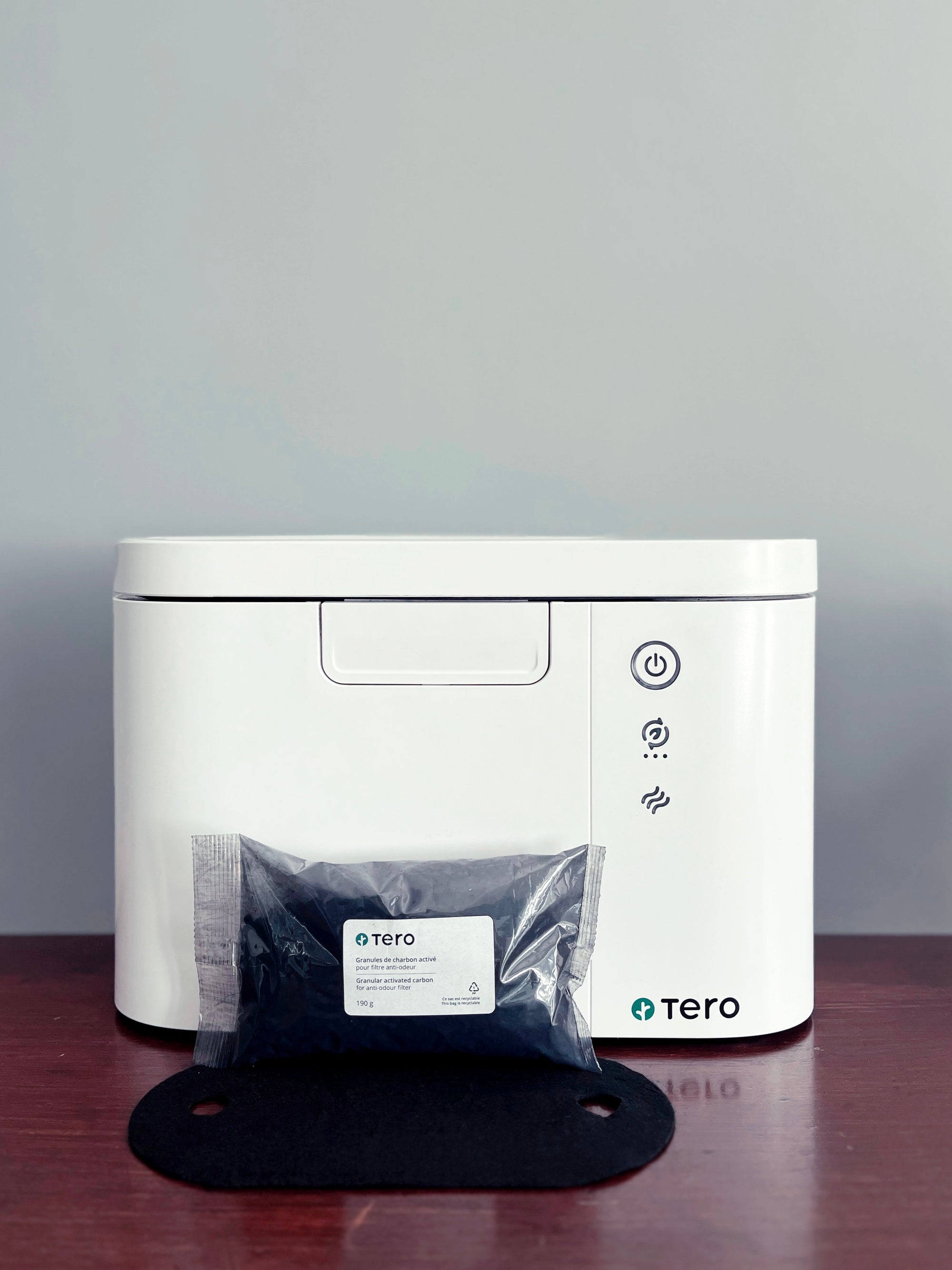 Tero's odor-blocking dust filter and activated charcoal pellet refill